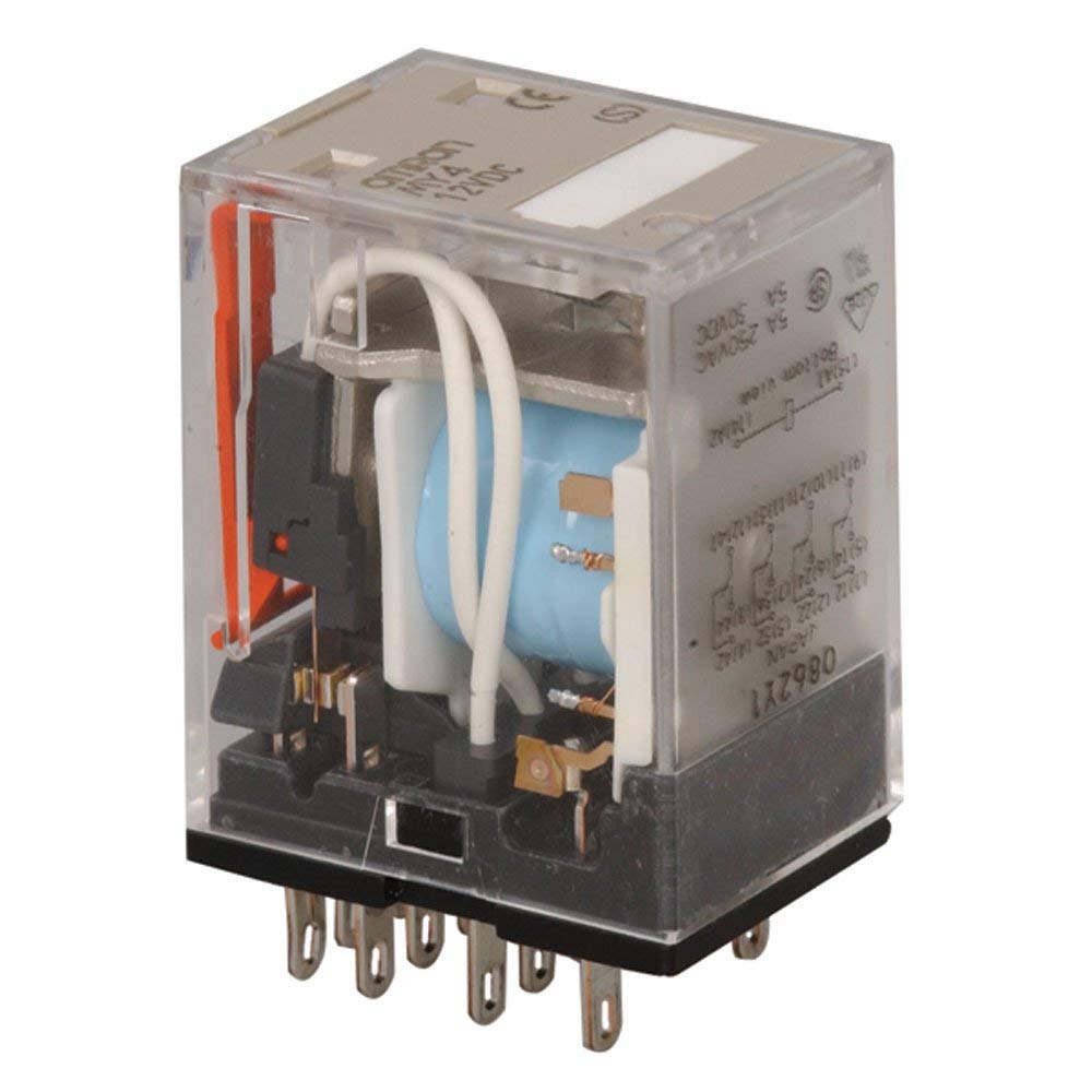 Omron MY4 12vdc Coil 4PDT Relay, 5A Contact Rating, General Purpose Ice Cube Electromechanical Switch, 14 Pin Base 0862Y1