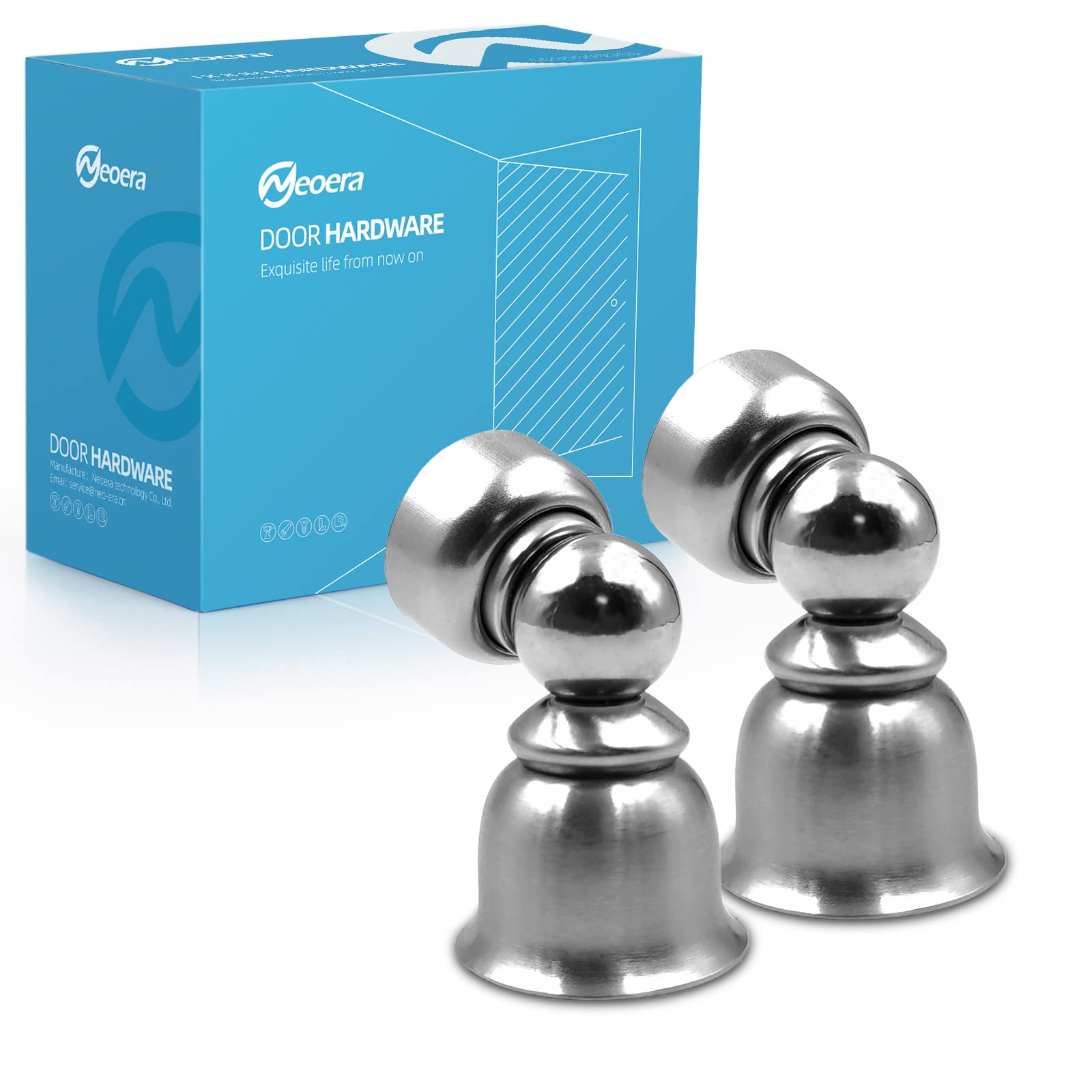 Neoera Magnetic Door Stopper, Updated Spring Shock Absorbent Technology, Soft-Catch Magnetic Hold, Premium 201 Stainless Steel, Anti-Rust, Heavy Duty for Various Door Types, Wall Mount 1Pack