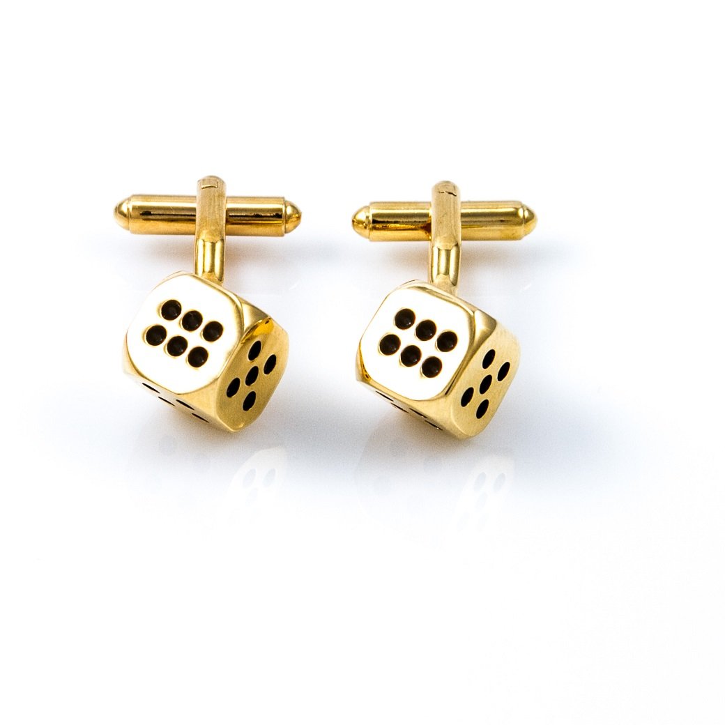MRCUFF Casino Gambler Card Poker Player Roulette Craps Dice Aces 4 Pairs Cufflinks in Presentation Gift Box & Polishing Cloth