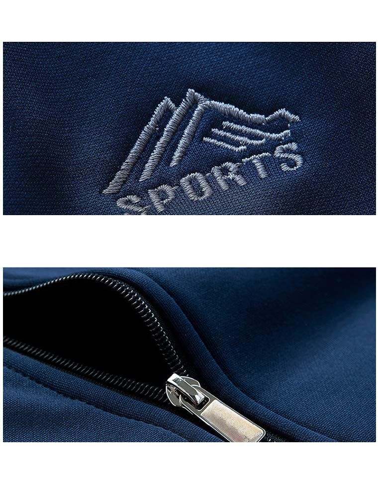 PASOK Men's Casual Tracksuit Long Sleeve Full Zip Running Jogging Sweatsuit Athletic Sports Set Light Gray L