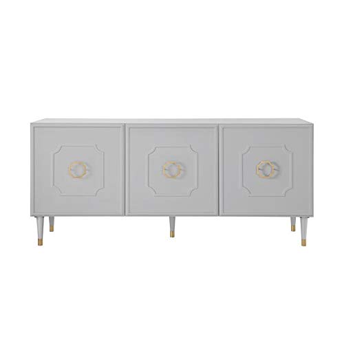 Posh Living Inspired Home Keao 3 Doors Sideboard Buffet in Light Gray