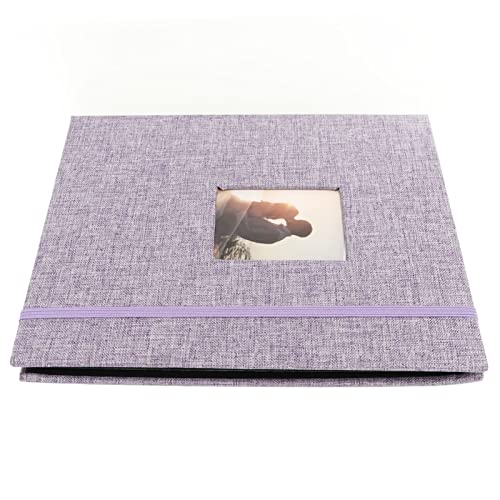 Photo Album, Hemp Woven Cotton Shell, Delicate Photo Album, 208 Pockets, Fine Workmanship, Mini for Gift (Purple)