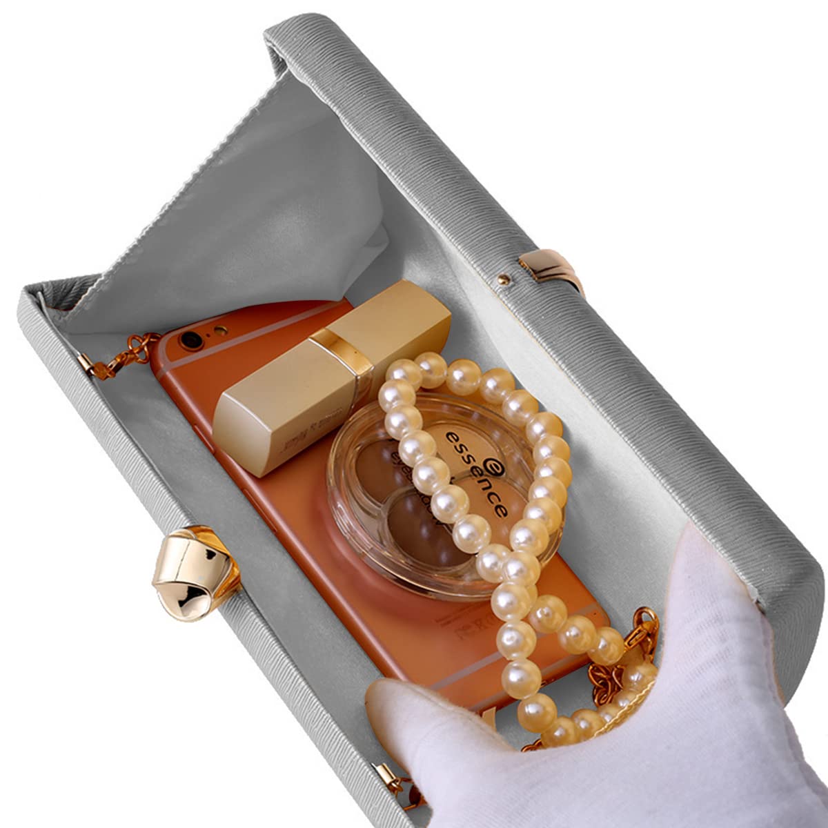PS PETITE SIMONE Evening Bag Rhinestone Silver Clutch Glitter Gold Clutch Purses for Women Evening Formal Wedding Party