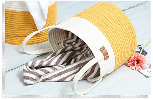 Nerseki Cotton Rope Laundry Basket 13.8''*12.2'' Hampers in Yellow Storage Living Room, Laundry Décor (Large)