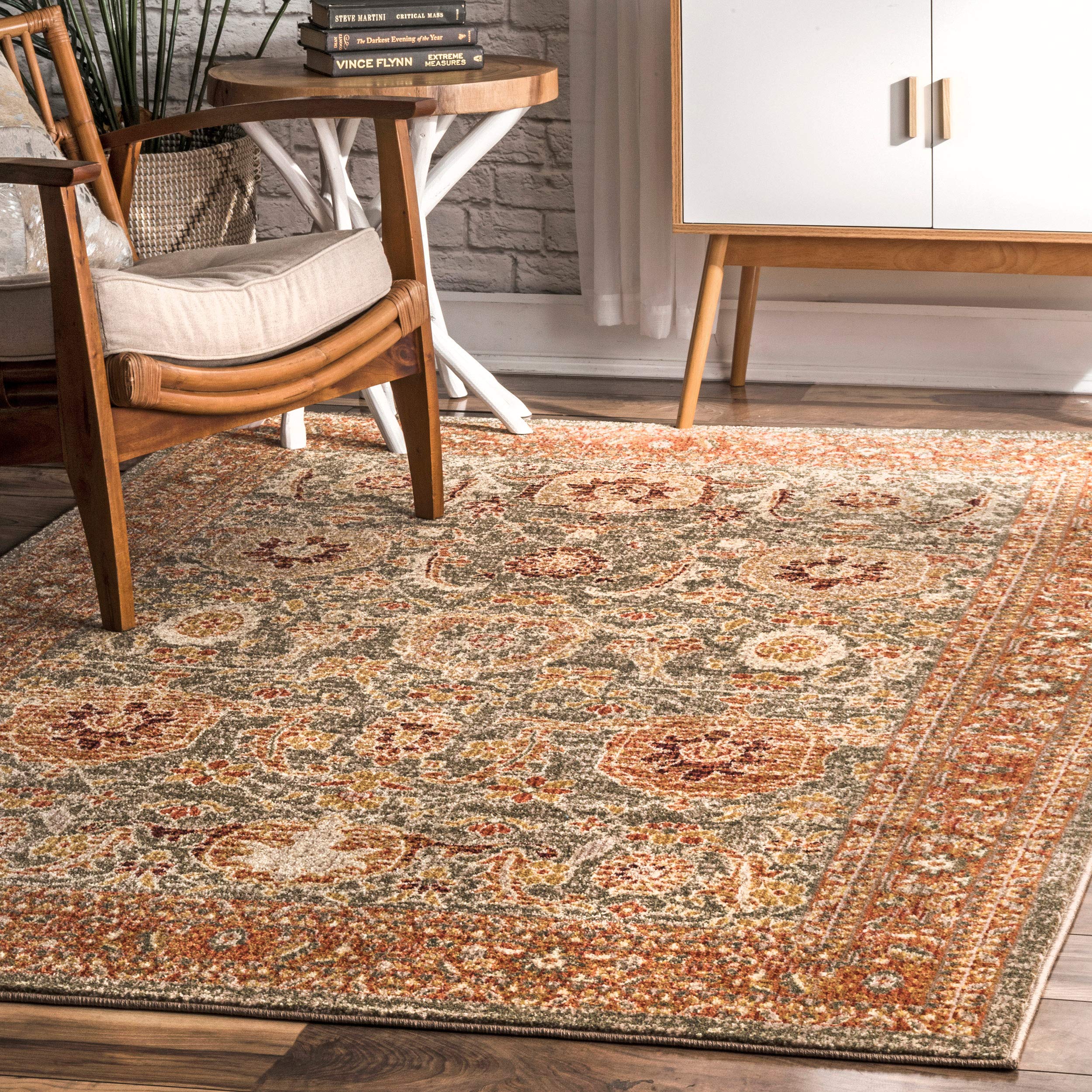 nuLOOM Traditional Persian Geraldine Area Rug, 8x10, Olive