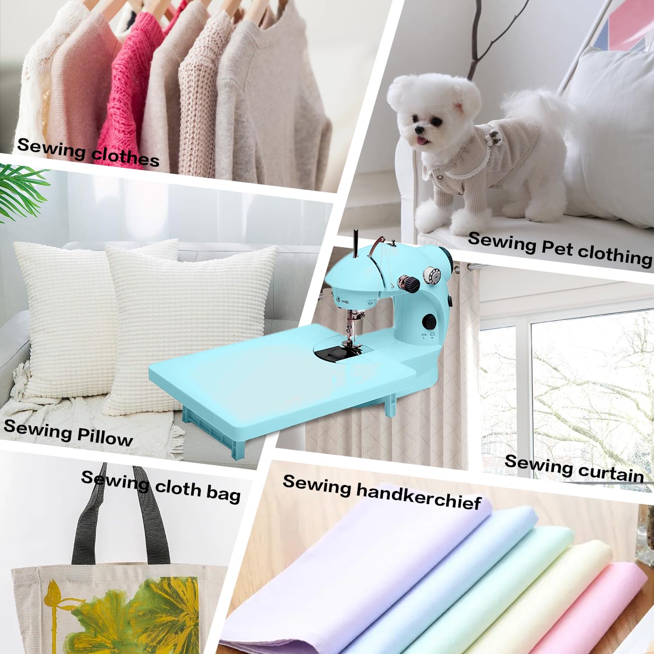 Mini Sewing Machine,small handheld Sewing Machine kit Portable Kids Electric Sewing Machine with Sewing Bag,Easy to Use, LED Light, Fast Stitch Suitable for Clothes,DIY Home Travel 1 (Blue)