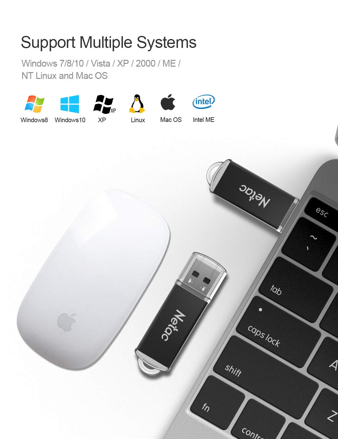 Netac 16GB USB 2.0 Flash Drives 5 Pack, Thumb Drives 16GB USB Memory Stick Jump Drive with Indicative Red Light