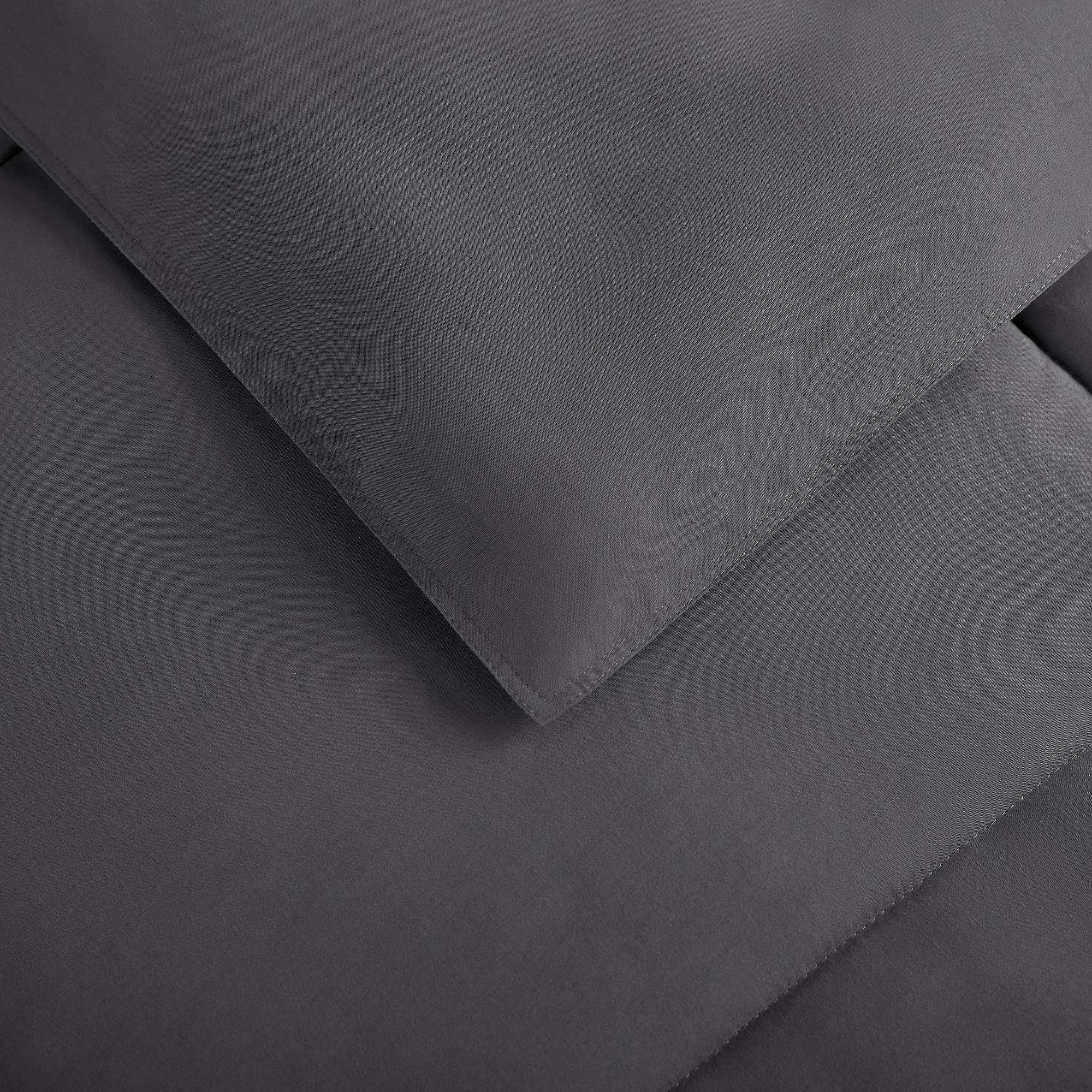 SERTA Simply Clean Ultra Soft Hypoallergenic Solid 3 Piece Comforter Set, King, Grey