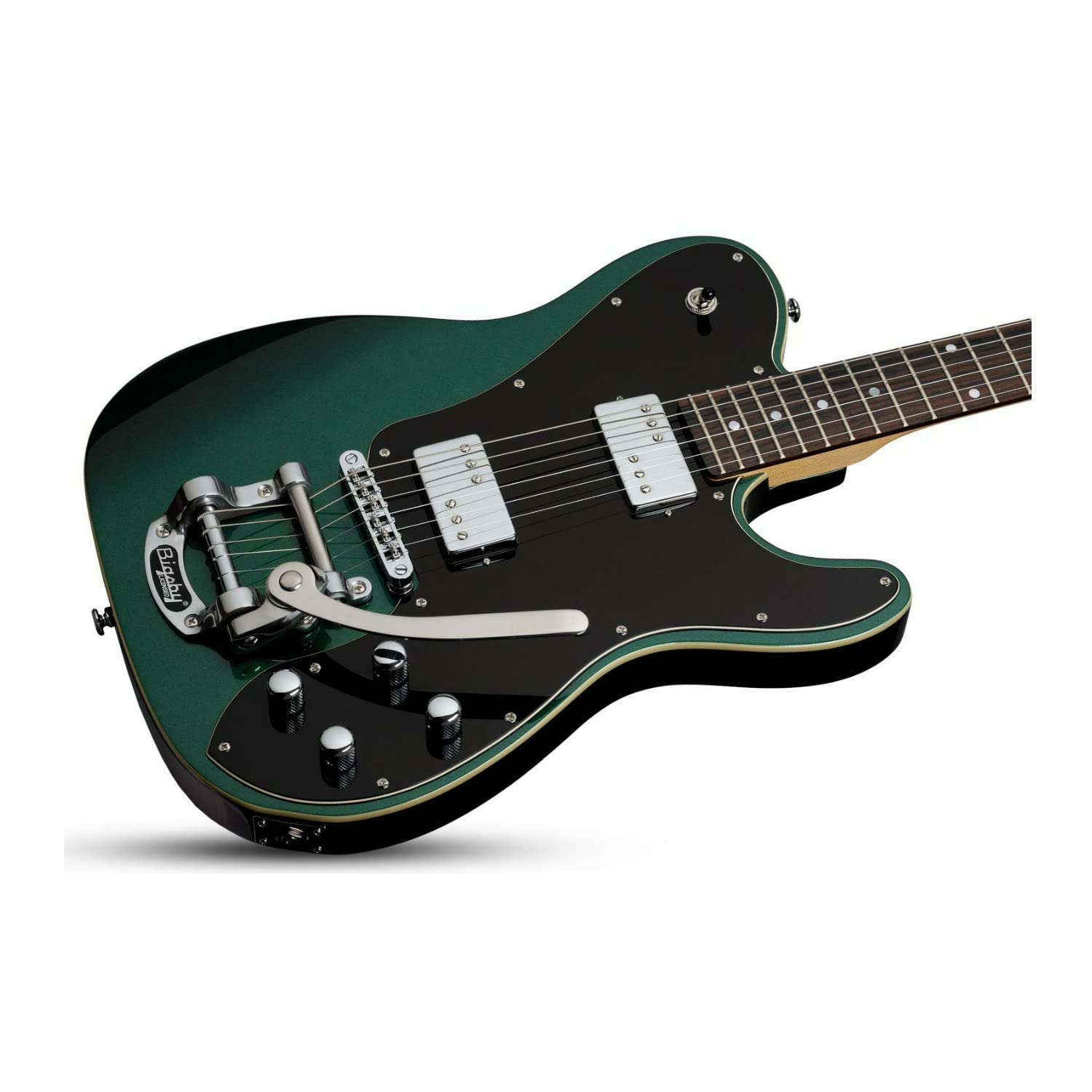 Schecter PT Fastback II 6-String B Electric Guitar (Right Handed, Dark Emerald Green) Bundle with Hard Shell Carrying Case (2 Items)