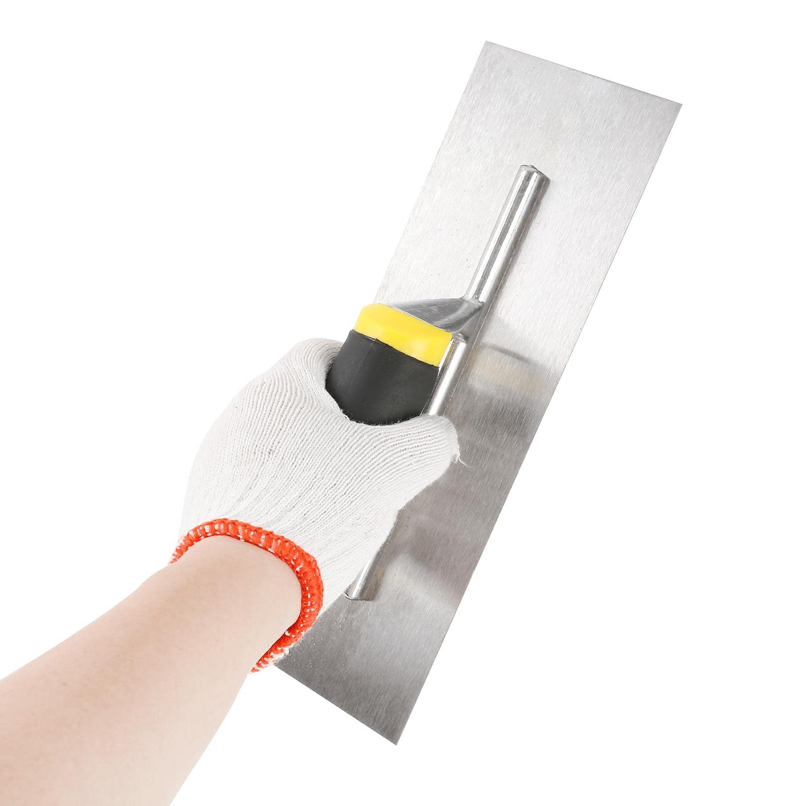 ZJNOTED plastering Trowel 12"X4" Carbon Steel Soft Handle plastering Trowel Normal Polish Plaster Finishing Trowel Carbon Steel Grip Handle