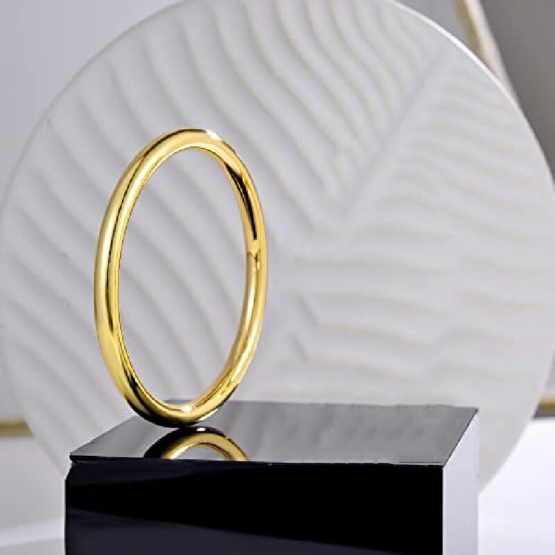 Women's Bangle Gold Cuff Bracelet Set, Stackable Dainty Simple 14K Gold Circle Chunky Bracelets Wrist Cuff Wrap Bracelet Minimalist Polished Finish Cuff Circle Bangle for Women