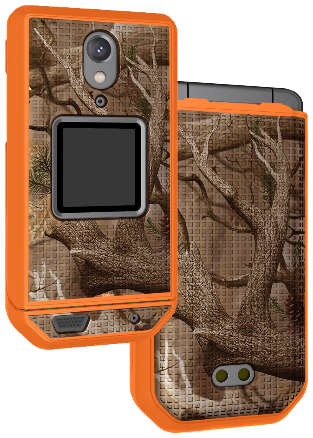 Nakedcellphone Case for CAT S22 Flip Phone, [Hunter Camouflage] Slim Hard Shell Protector Cover - Orange Camo
