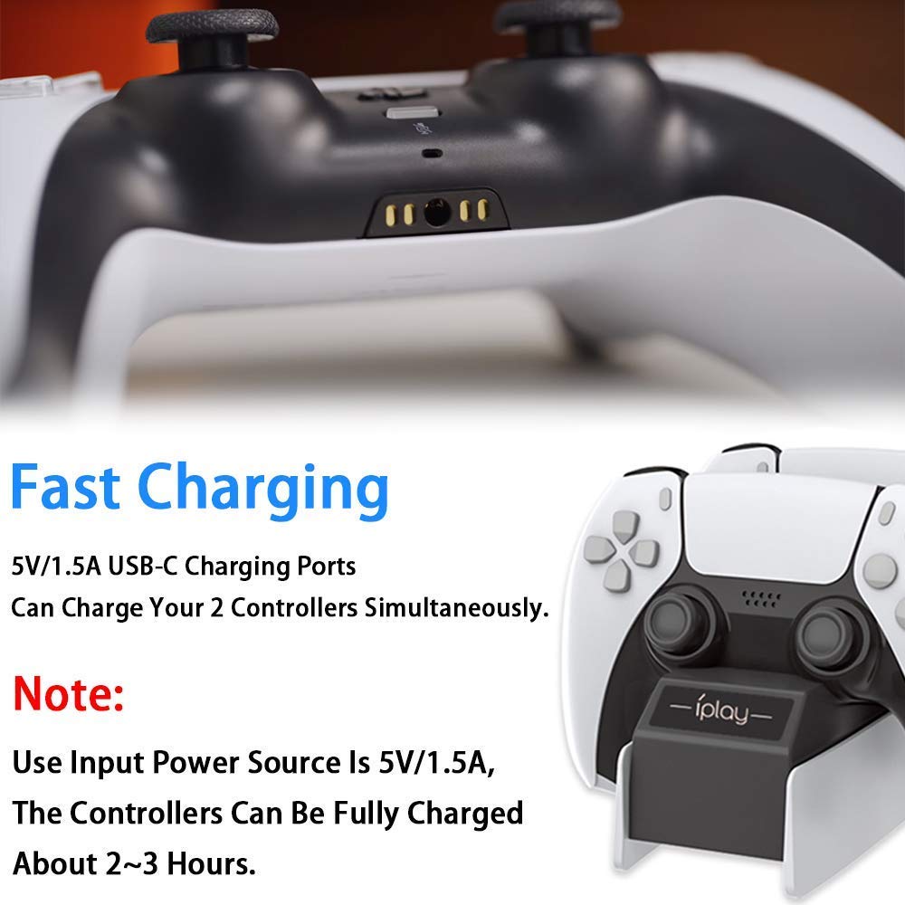 Playstation5 Controller Charger Stand - with Silicone Protective Cover Fast Charging for Playstation 5 DualSense Gamepad Controller, USB Type-C Fast Charging Cable