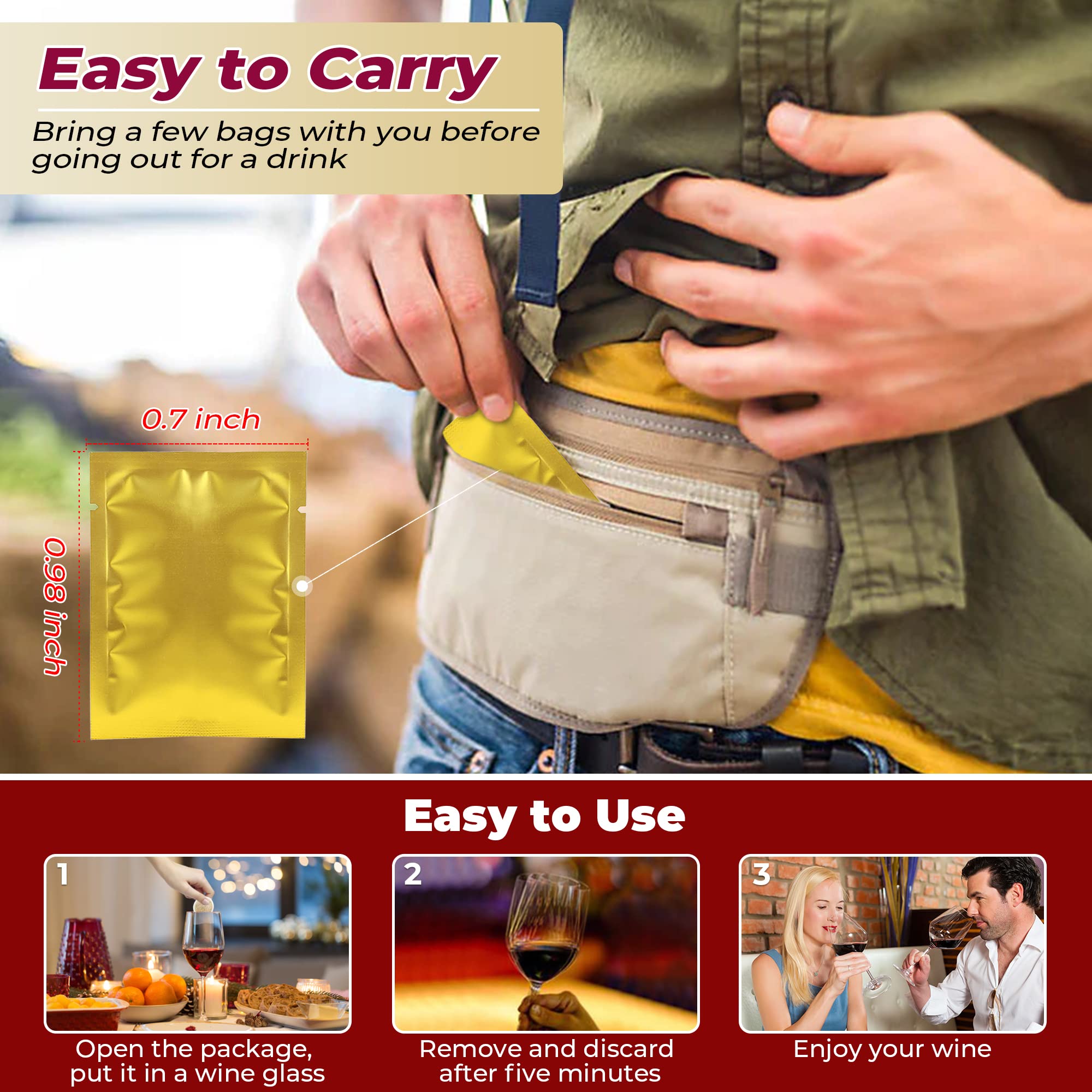 Trobing Wine Filter 12 Bags, Removes Sulfites Histamines and Tannin, All Natural Purifier Filters