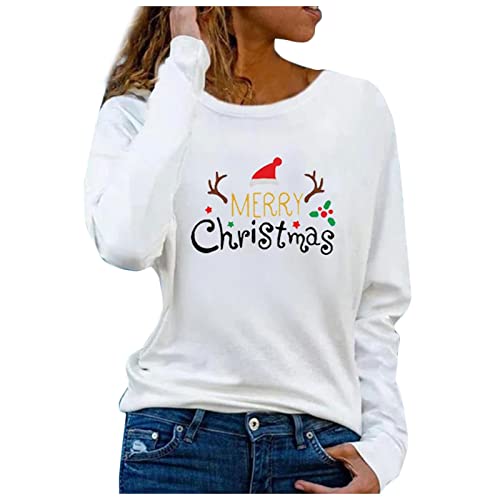 Women Autumn and Winter Christmas 3D Print Sweatshirt Round Neck Long Sleeve Pullover Fashion Cute Tops
