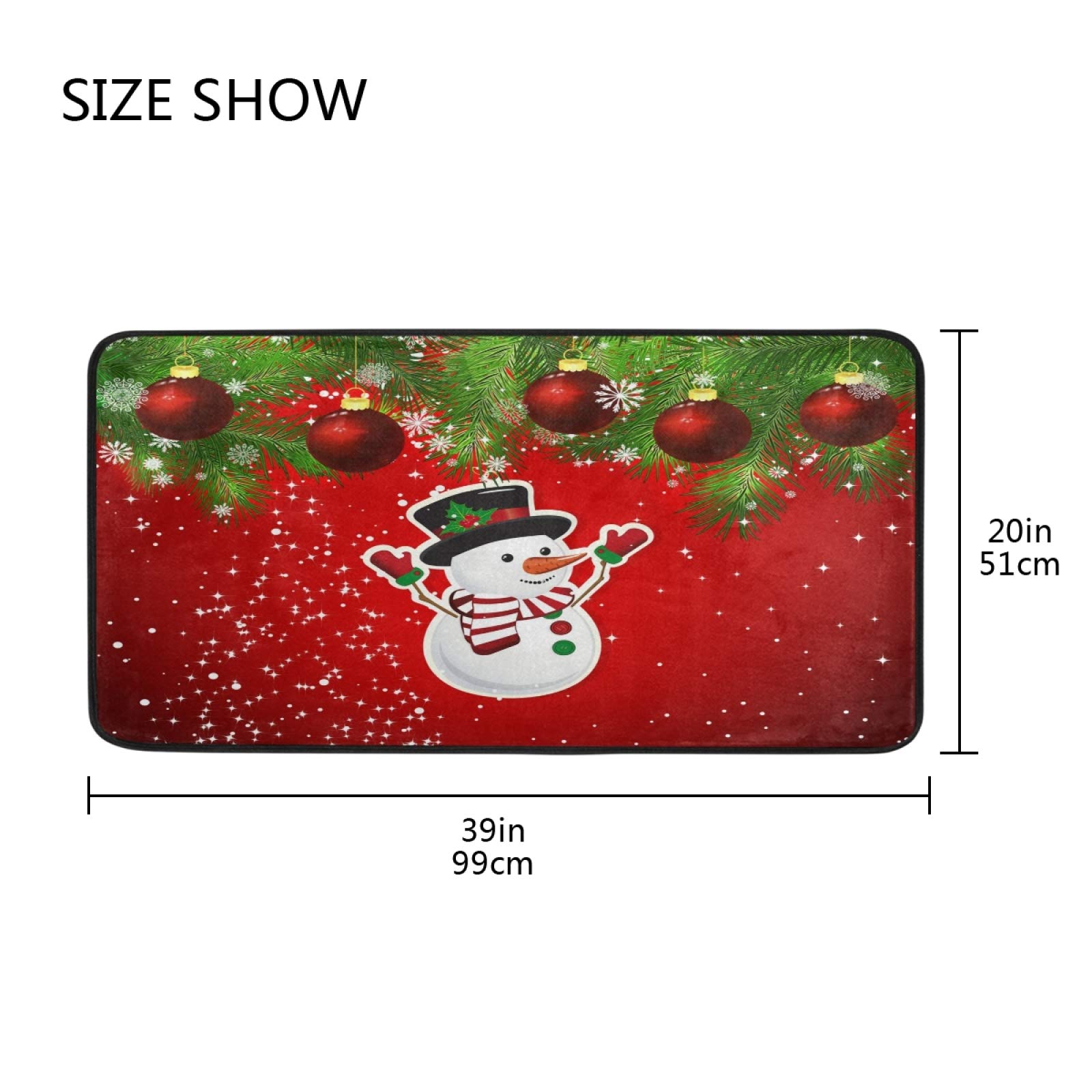 senya Christmas Rug Kitchen Rugs Runner Red Christmas Snowman Doormat Bath Rugs Non Slip Area Rugs for Bathroom Kitchen Indoor 39" X 20"