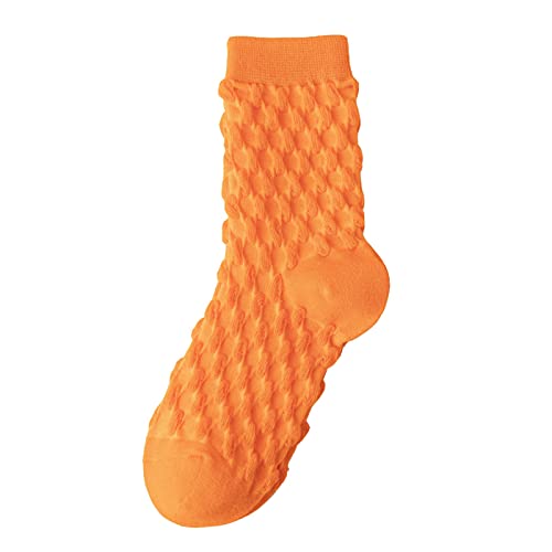 Women's Crew Socks Vintage Lightweight Athletic Socks Crew Ankle Socks Casual Comfy Breathable Warm (Orange, One Size)