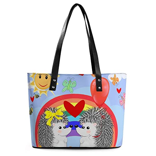 Womens Handbag Hedgehogs Leather Tote Bag Top Handle Satchel Bags For Lady