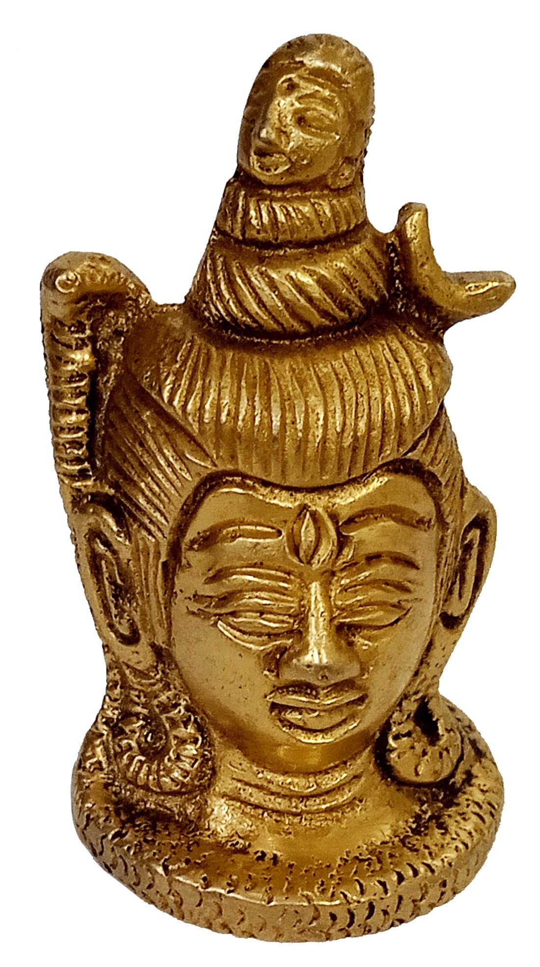 Purpledip Lord Shiva on Nandi Idol Vintage Bronze Finish Statue of Mahadev Siva with Trishool (12021)
