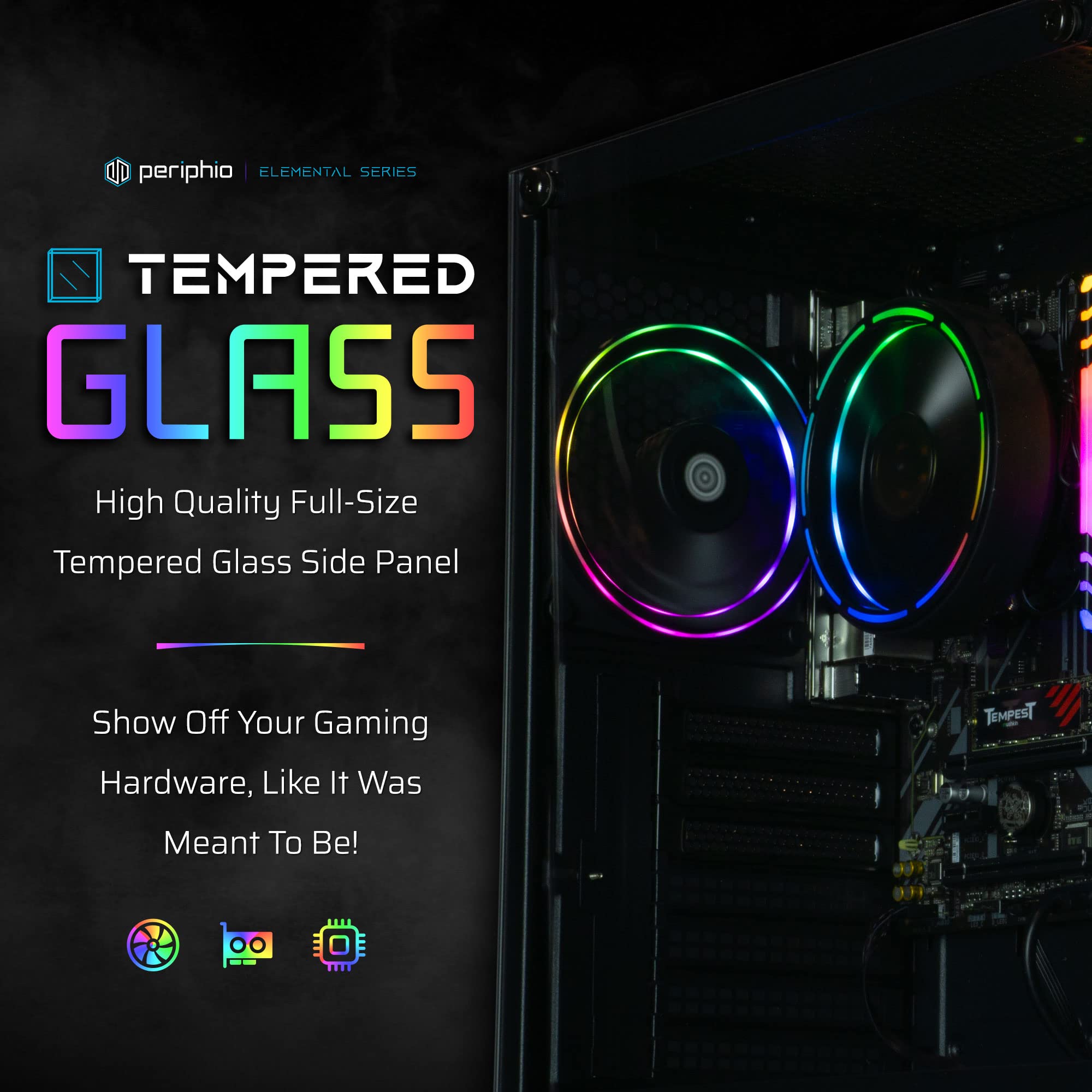 Periphio Terra Prebuilt Gaming PC - AMD Radeon Vega 7 Graphics | Ryzen 5 4600G (4.2GHz Turbo) | 1TB M.2 NVMe SSD | 16GB DDR4 RAM | Windows 10 Gaming Desktop Computer | WiFi + BT, Black