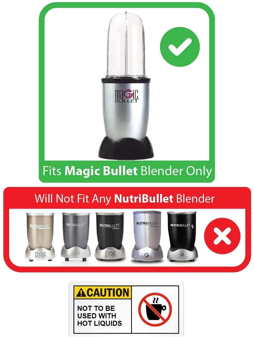 Poweka 16OZ Replacement Cups with Flip Top to Go Lid Compatible with Magic Bullet 250W MB1001 Blender Juicer - Large Tall Jar Cups(2 Packs)