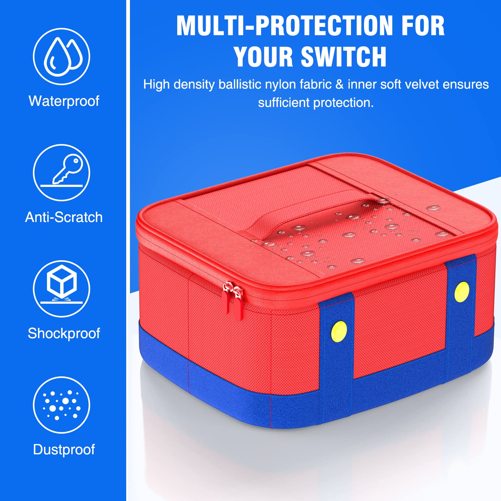 Switch Case for Switch/Switch OLED & Switch Accessories, Protection Switch Travel Case for Nintendo Switch OLED Console, Portable Switch Carrying Case Storage Messenger Bag for Boys Girls Travel Case