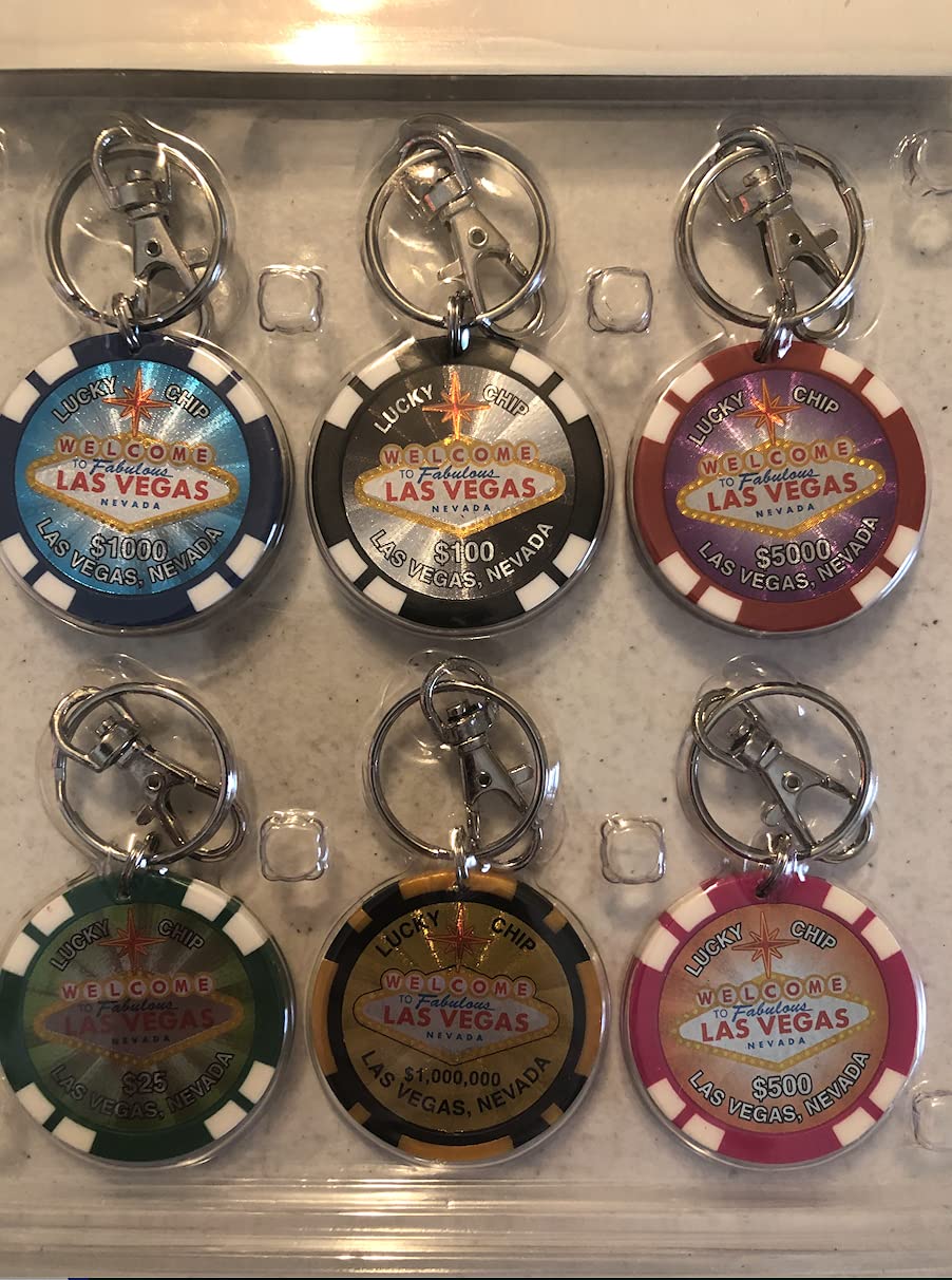 Plum Nellie Las Vegas Poker Chip Keychain Set of 6, Multicolor, One Size