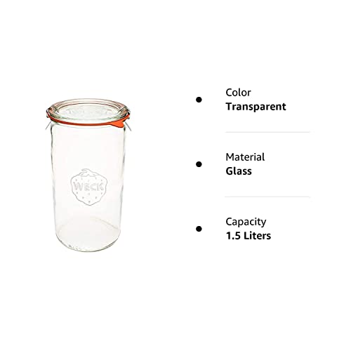 VERSAINSECT β 1.5L Glass Jars with Large Storage Capacity β Preserving Jars with Airtight Lids Suitable for Pickling β Heat Resistant Canning Jars - Microwave Safe - (1 Jar with Glass Lid) 54 fl. oz