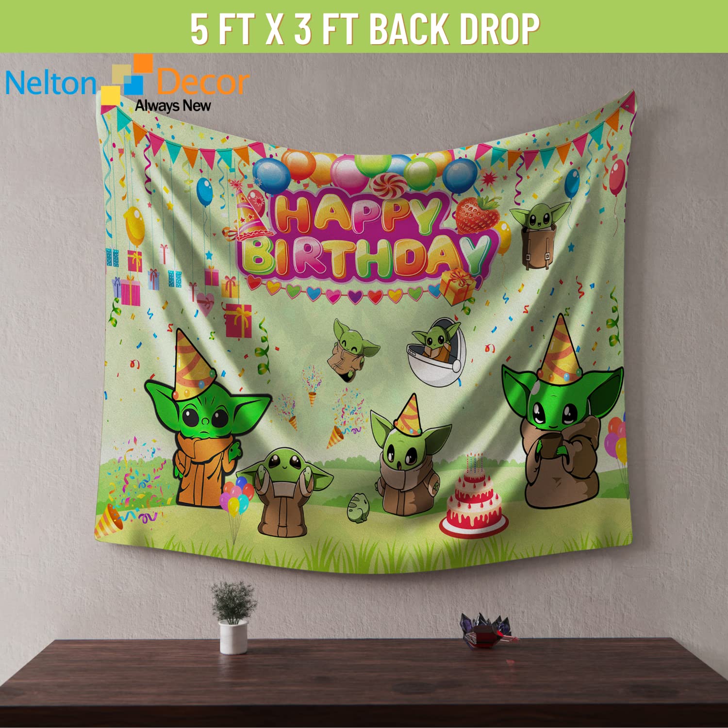 Nelton Party Supplies For BBYD Includes Cake Topper, 24 Cupcake Toppers, 20 Latex Balloons, Happy Birthday Backdrop, 1 Table Cloth , 1 Banner