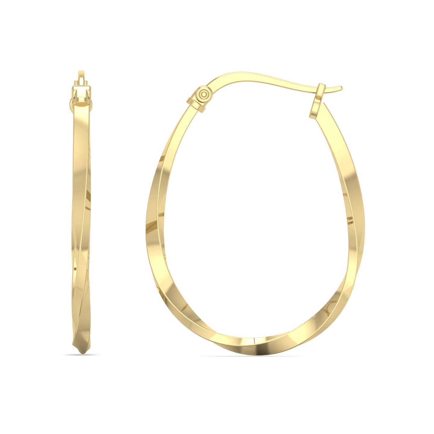 Silver Smile 14 kt Yellow Gold Hoop Earrings For Women| Twisted Gold Hoops Earring Set with Click Clasp Closure|Hypoallergenic | Ideal Gift For Anniversary and Birthday For Her