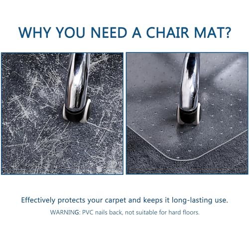 Office Chair Mats for Carpeted Floors, 46” x 60” Large Desk Floor Mat for Low Pile Carpet, Clear Floor Protector for Rolling Chair, Easy Glide, Easy to Clean (Rectangle)