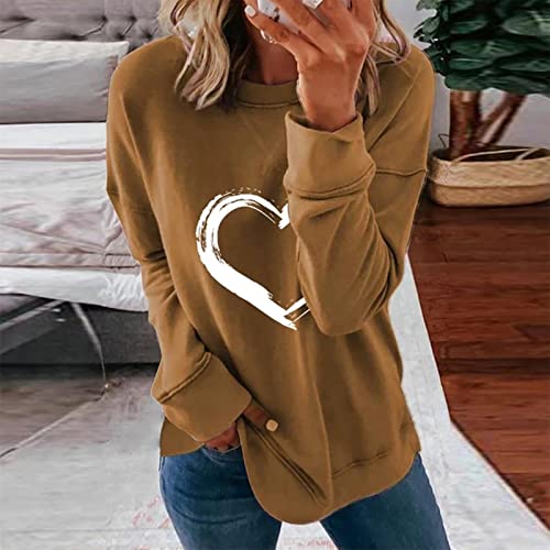 Women's Fashion Printing Sweatshirt Round Neck Long Sleeve Cute Blouses Casual Autumn and Winter Pullover