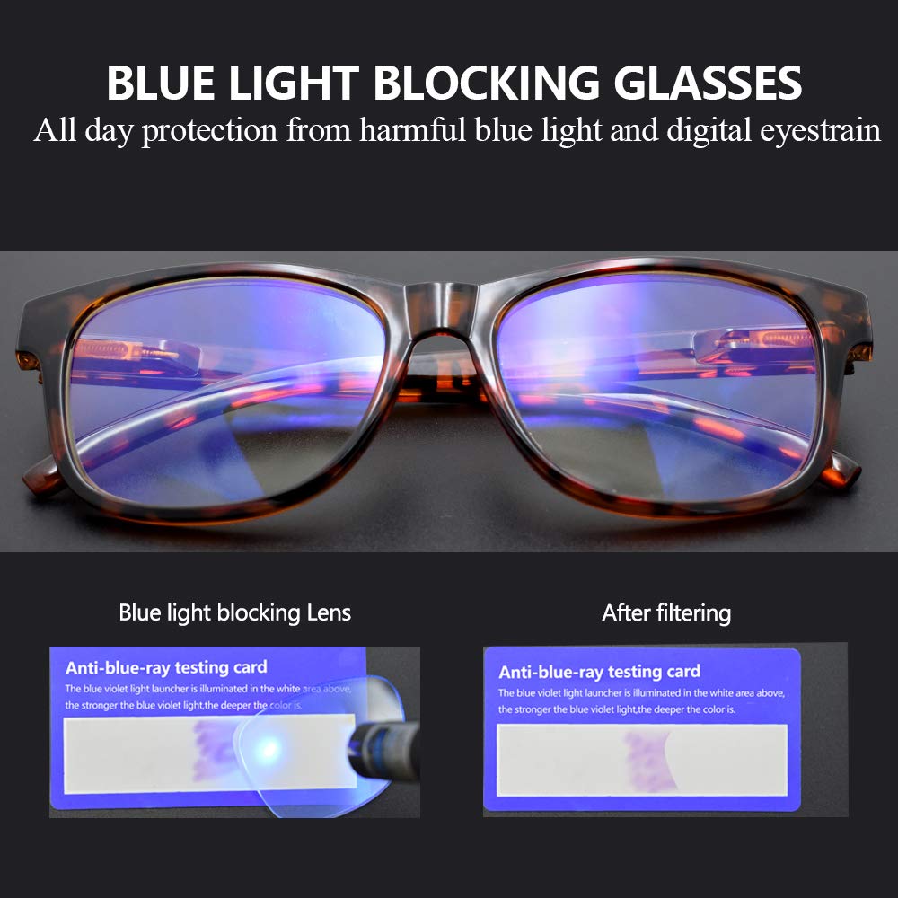 OURUI Blue Light Blocking Reading Glasses 2 Pack Computer Readers for Men Women UV Protection Anti Reflection with Spring Hinge