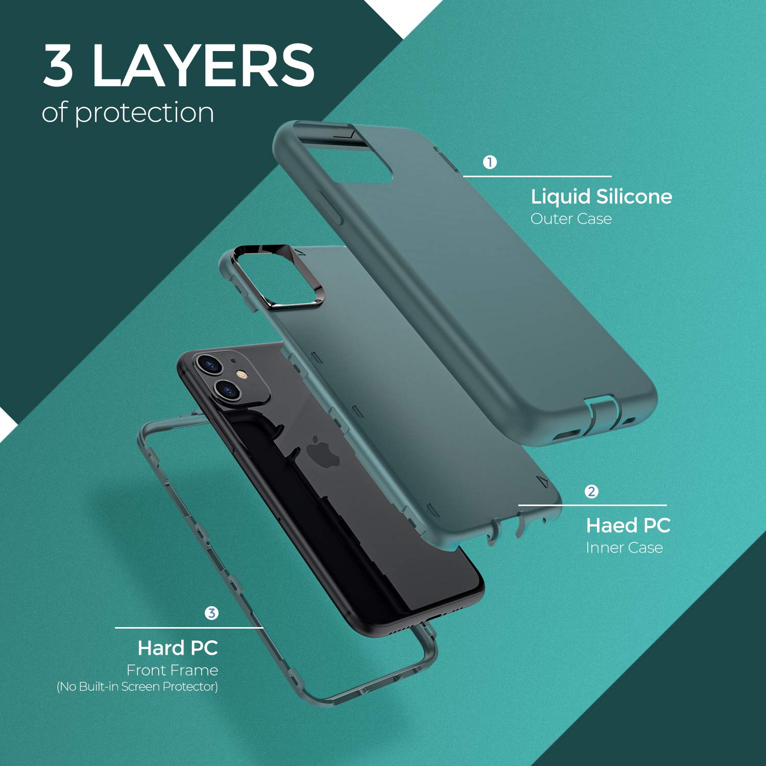 ORIbox for iPhone 12 Case for iPhone 12 Pro Case Green, [10 FT Military Grade Drop Protection], The Liquid Silicone Heavy Duty Shockproof Anti-Fall Case for iPhone 12/12 Pro,6.1 inch, Green