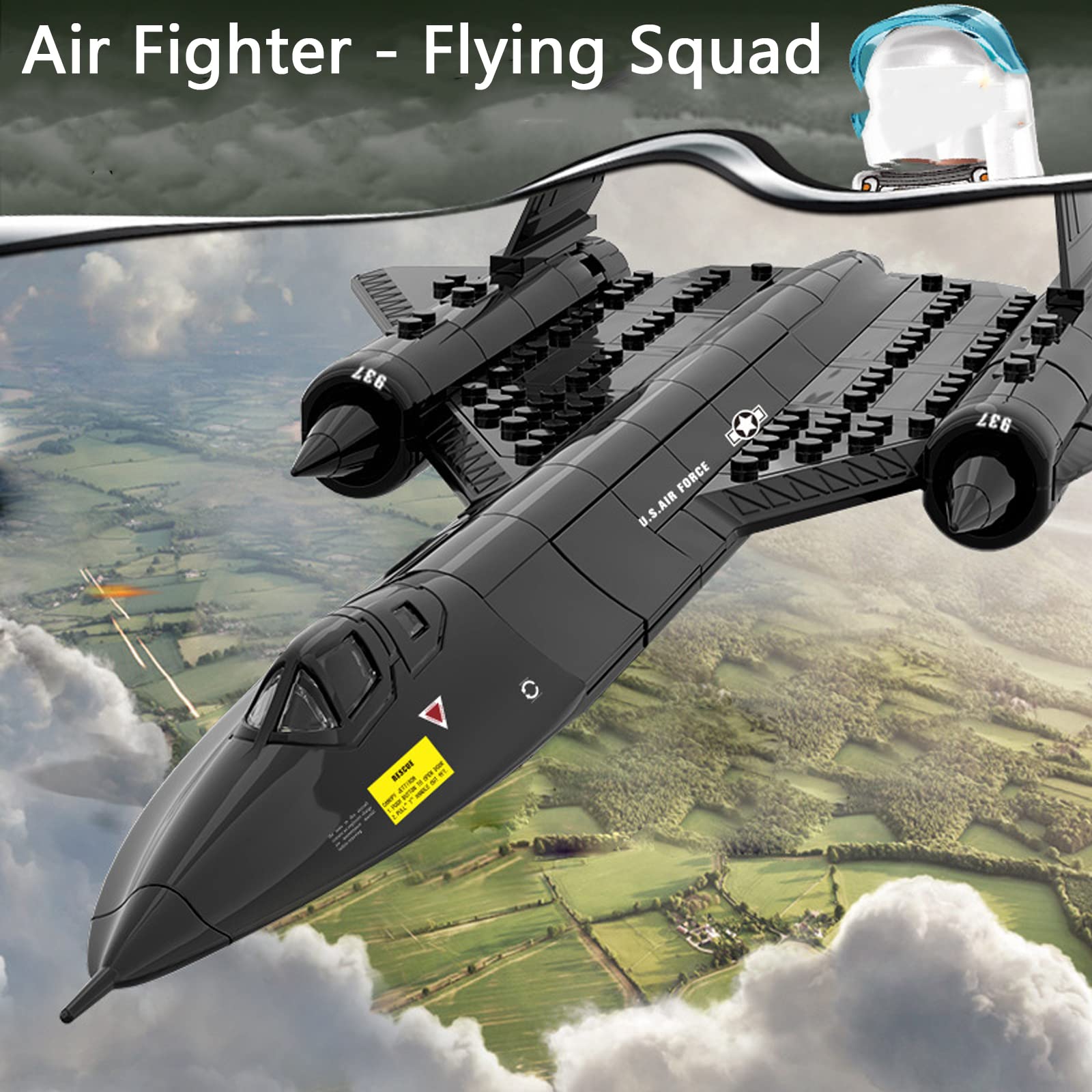 Veccsill SR71 Blackbird Model Airplane Building Blocks Set(183 PCS), Military WW2 Plane Kits for Boys, Army Aircraft Fighter Jet Sets for Kids