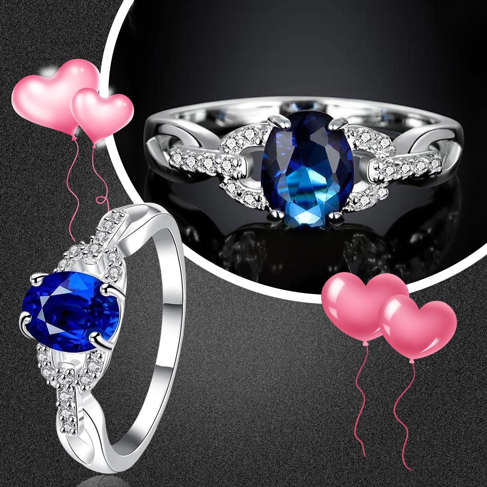 QINGWEI Oval Ruby Band Ring for Women Wedding Engagement Proposal Diamond Ring Birthday Valentine's Jewelry Gift for Mom Girlfriend