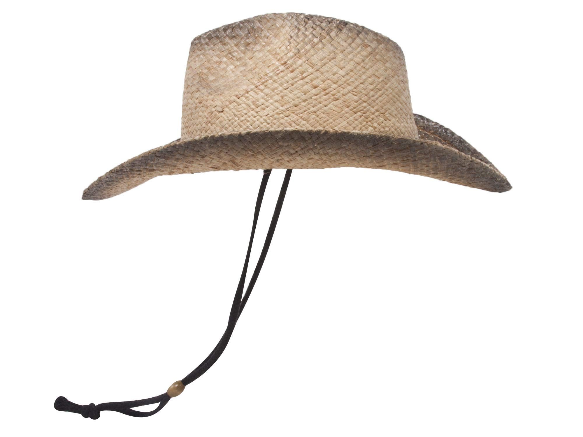 MG Tea Stained Raffia Straw Cowboy Hat - Tan with tint of black