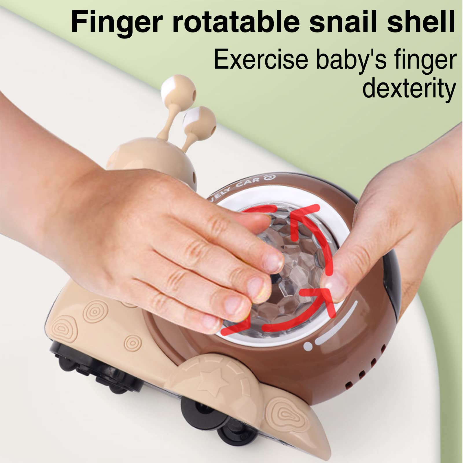Snail Baby Toys, with Music and Dazzling Lights Crawling Snail Baby Toys, Automatic Obstacle Avoidance, Interactive Toys, Brown
