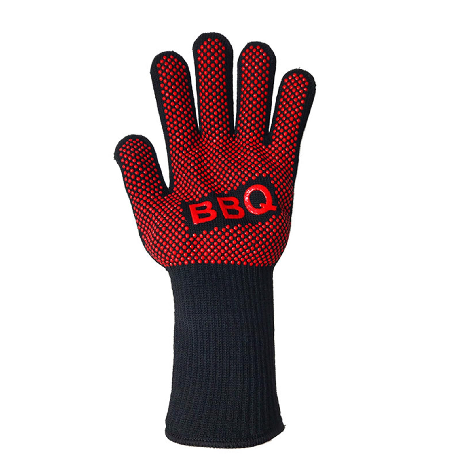 Oven Gloves, 3 Layers Heat-Resistant BBQ Gloves, Washable Kitchen Pot Glove, Non-Slip Oven Mitts Set, Long Cuffs Kitchen Grill Gloves for Homes, Barbecue, Grilling, Cooking, Baking and Camping