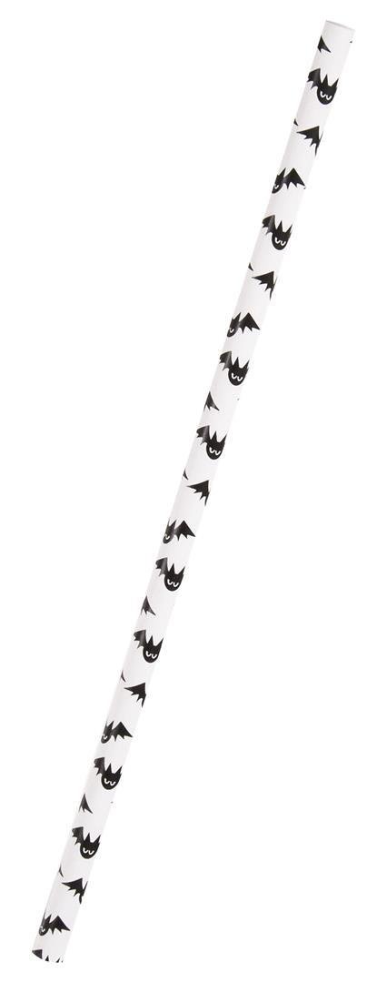 Unique Bat & Ghost Halloween Paper Straws - 11.25", Black & White, 10 Pcs