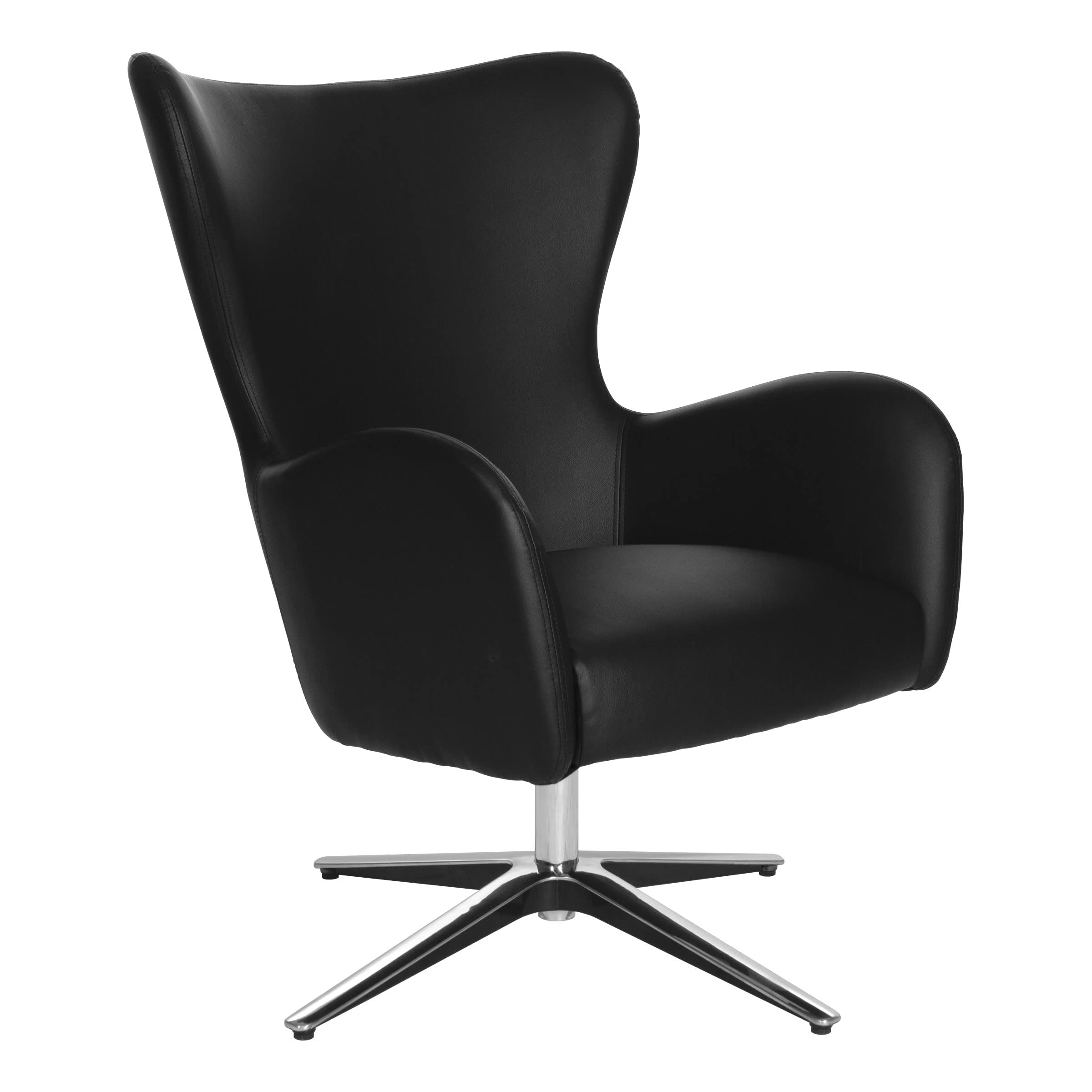 Office Star Wilma Swivel Faux Leather Arm Chair with 4-Star Aluminum Base, Dillon Stratus Grey