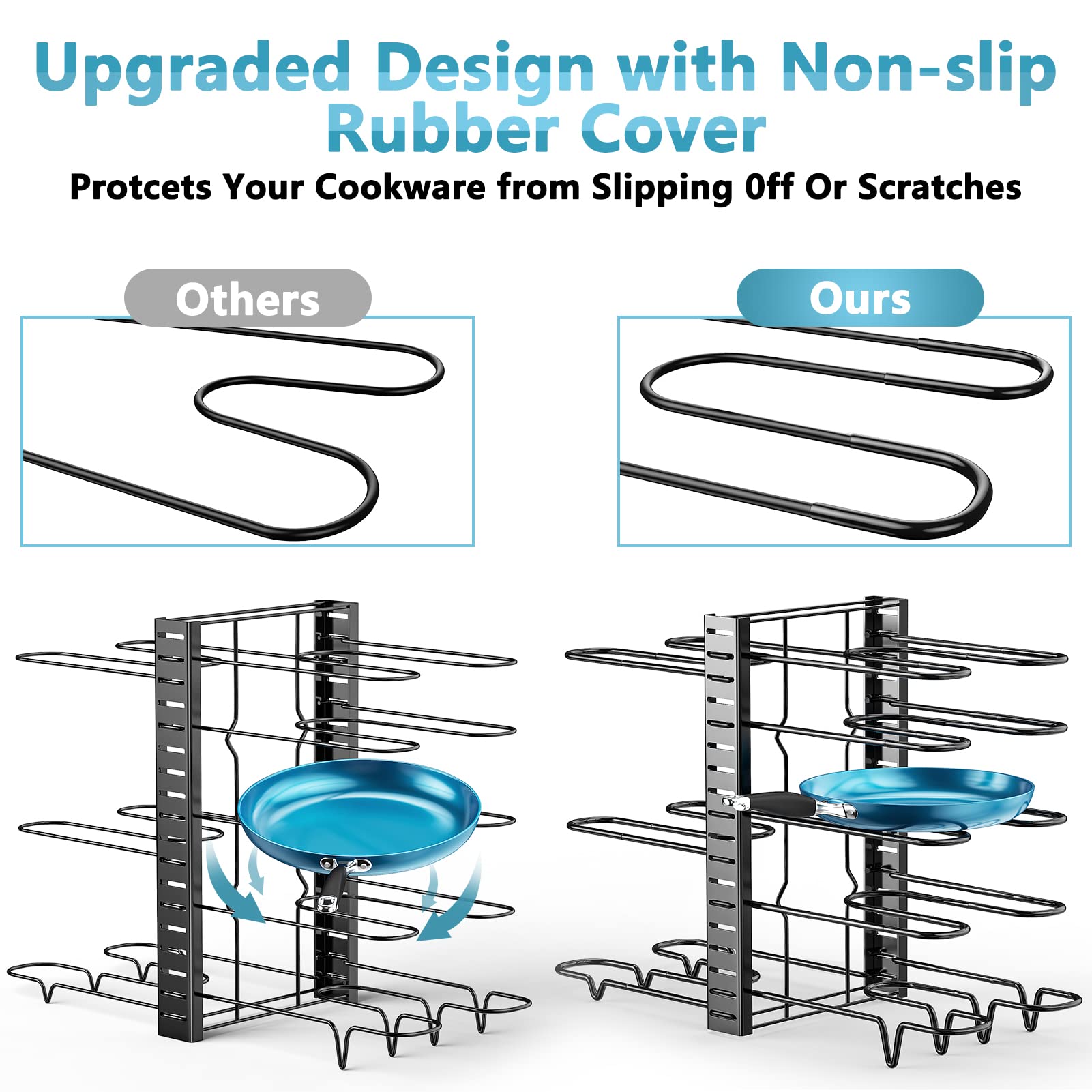 ORDORA Pots and Pans Organizer, 8 Tier with 3 DIY Methods