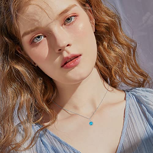 Snowflake Necklace 925 Sterling Silver with Blue CZ Snowflake Pendant Necklace Jewelry Gift for Women Her Birthday Chrismas