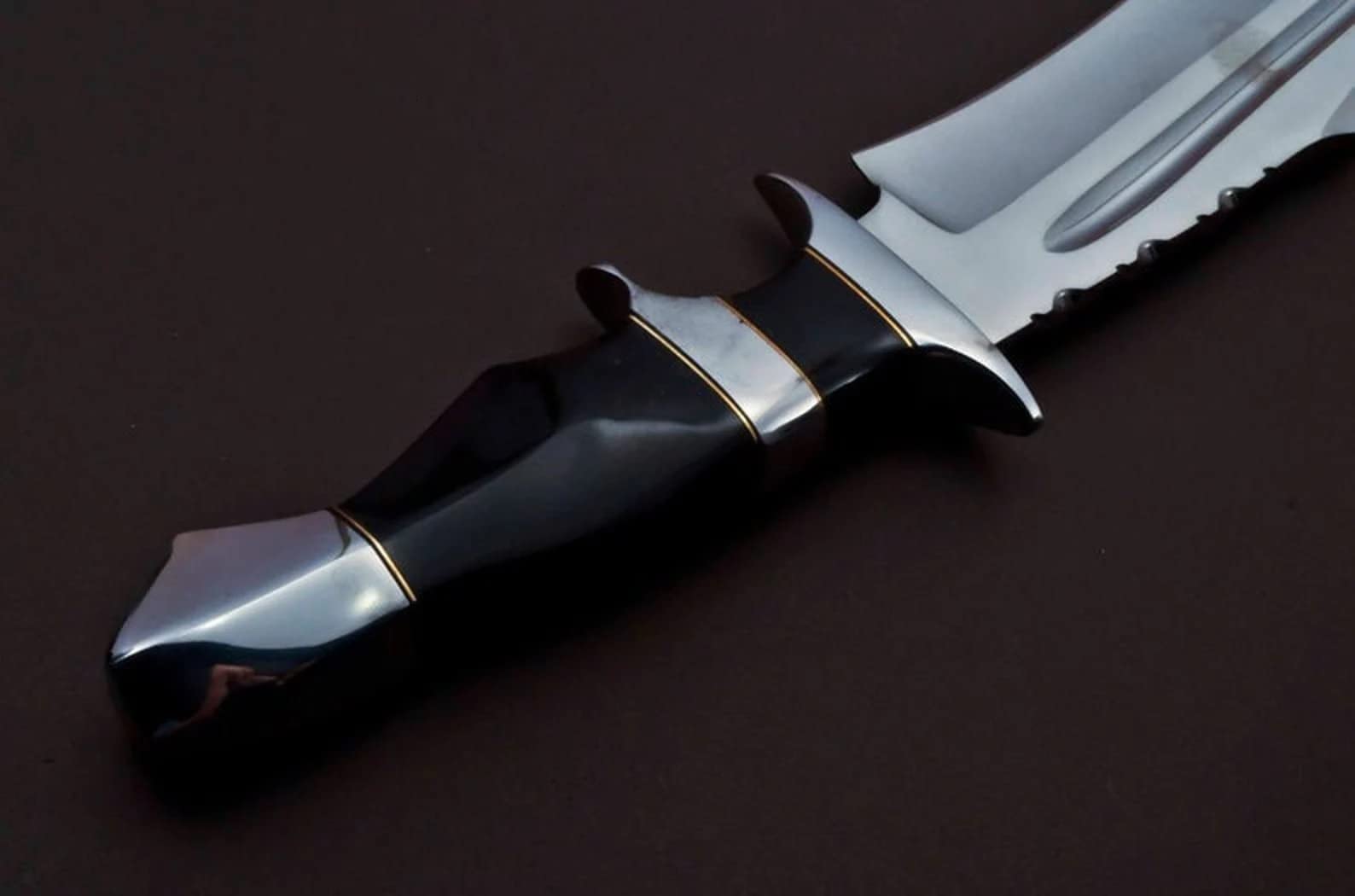 PSK188 - Handmade D2 Tool Steel Hunting Bowie Knife, Black Micarta Handle, Gift For Him