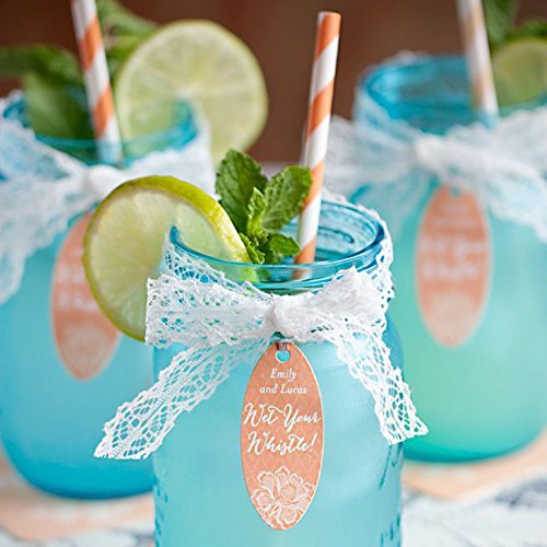 Stripe Paper Straws - Party Supply - Orange White - 7.75 Inches - Pack of 100 - Outside the Box Papers Brand