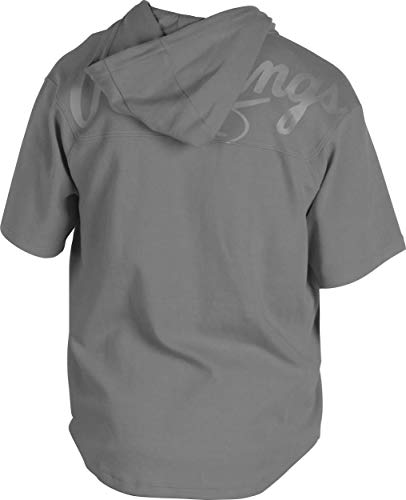 Rawlings Gold Collection Adult 1/4 Zip Short Sleeve Batting Practice Hooded Jacket, Blue Grey, X-Large