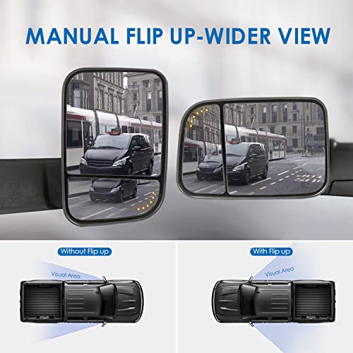 MOSTPLUS Power Heated Mirror Compatible for 2009-2018 Ram 1500 2500 3500/2019-2023 Ram 1500 Classic w/Turn Light, Arrow Light, Puddle Lights (Temp Sensor Included) (Black)