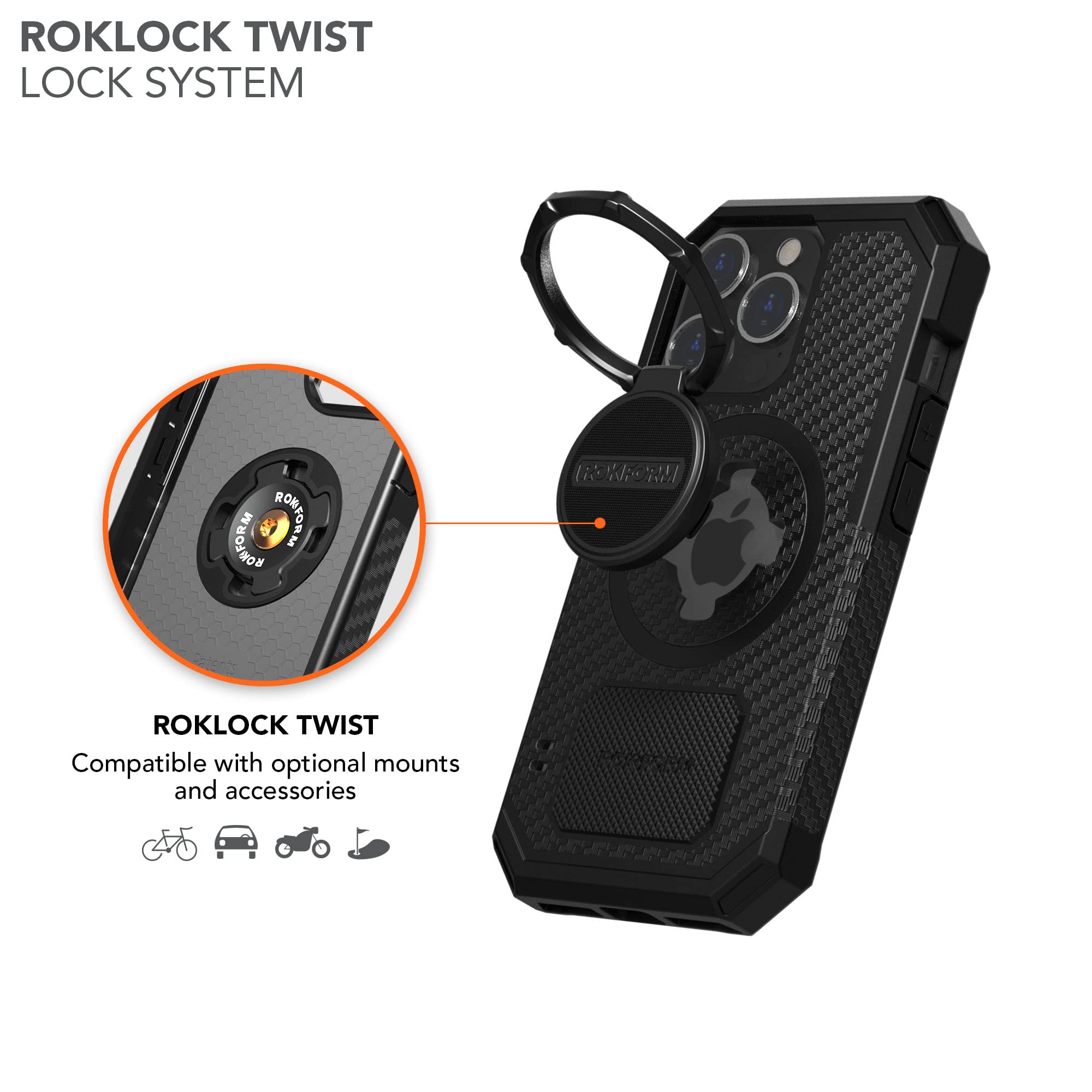 Rokform - iPhone 13 Pro Case, Rugged Series, Dual Magnet Plus MagSafe Compatible, Magnetic Protective Apple Gear, iPhone Cover with RokLock Twist Lock, Drop Tested Armor (Black)