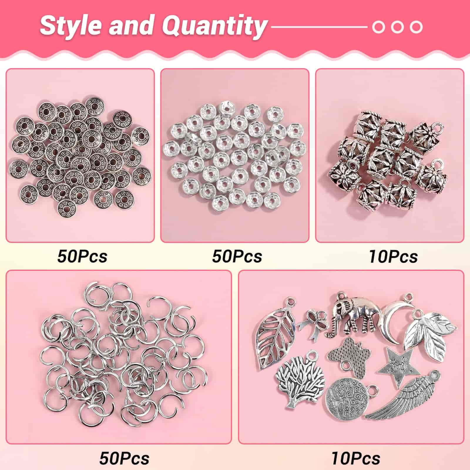 Paxcoo 500pcs Lava Beads Stone Rock with Chakra Beads and Spacer Beads for Essential Oil and Jewelry Making Multicolored