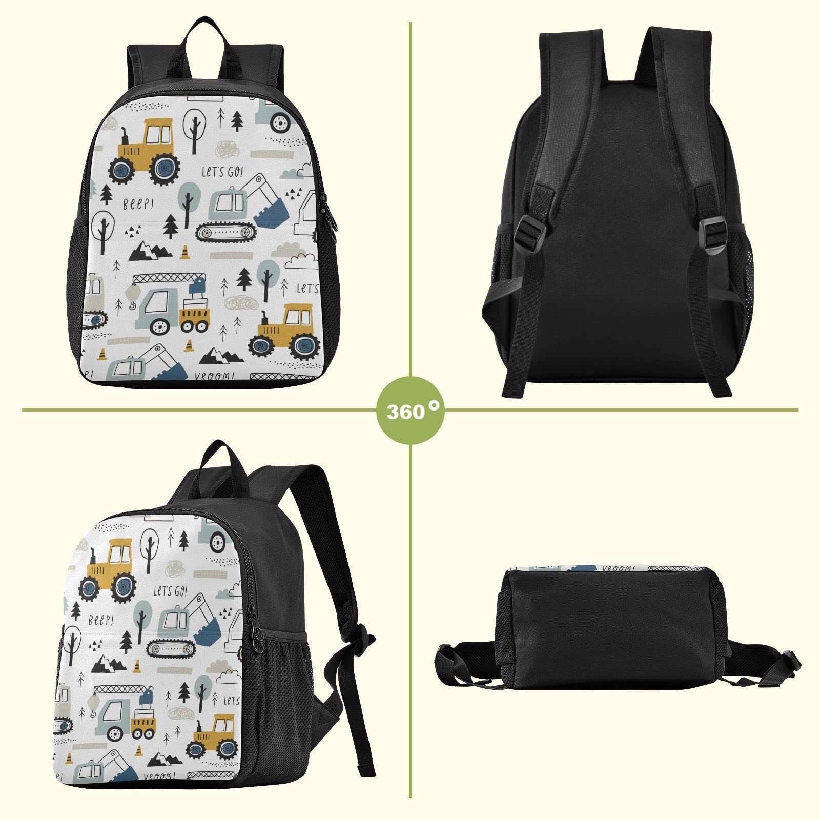 senya Toddlers Backpack Childish Truck Car Bookbag for Kid Aged 3-6 Preschool Kindergarten